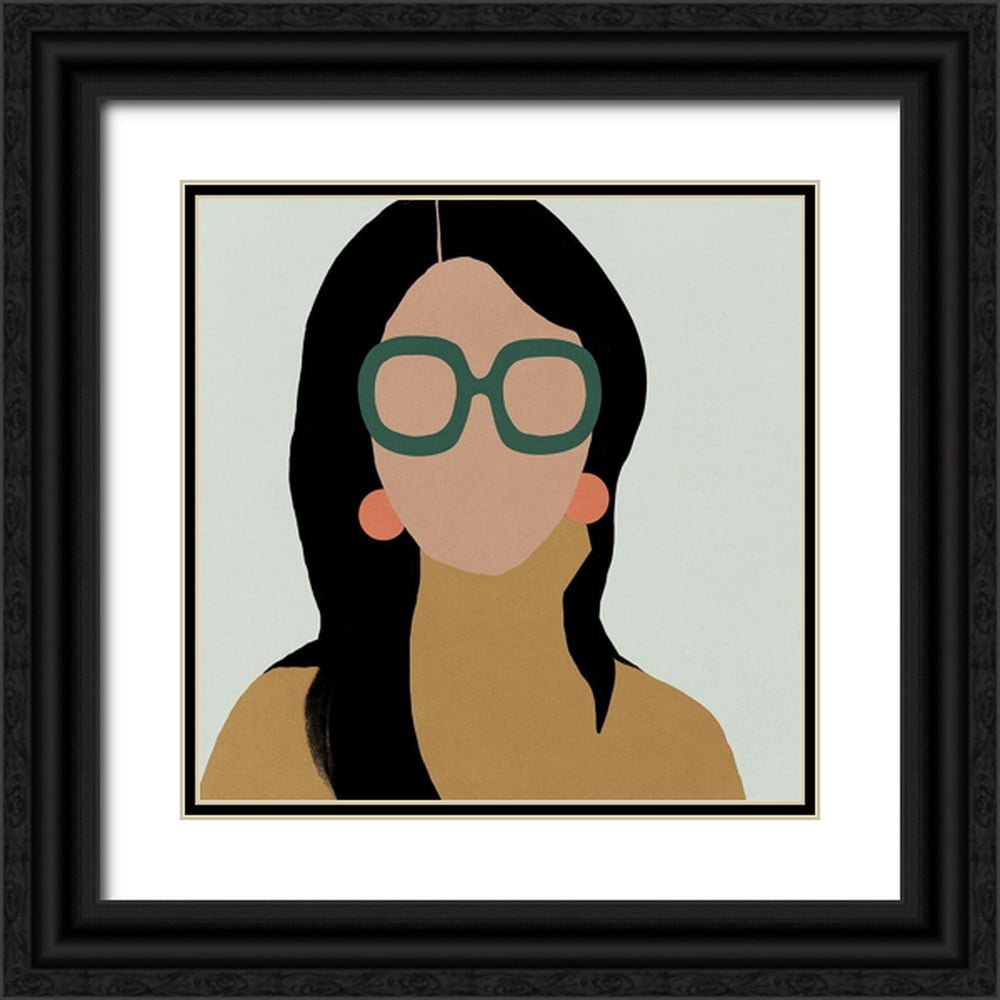 Sozi 26x26 Black Ornate Wood Framed with Double Matting Museum Art ...