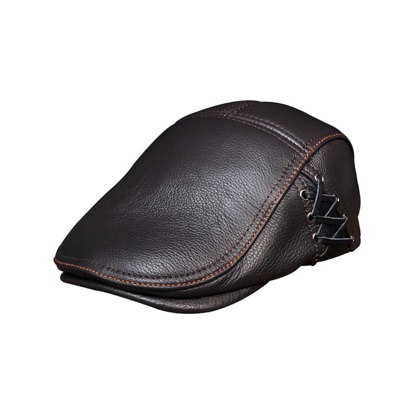 Sp-ring Men's Real Cow Leather Flap Cap Hat Brand Genuine Leather ...