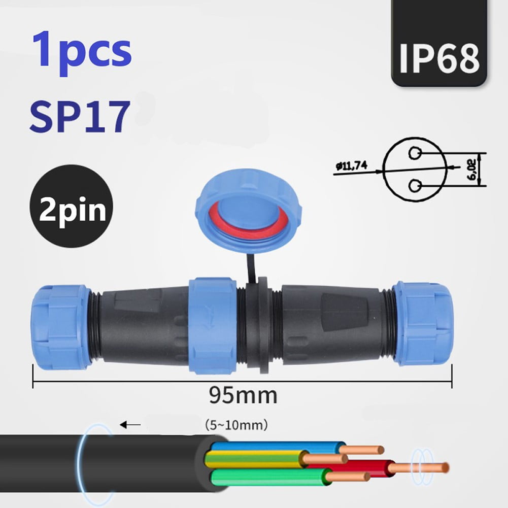 Sp17 Panel Mount Ip68 Waterproof Plug And Circular Connector 2/3/4/5/7/9Pin,2Pin - Walmart.com