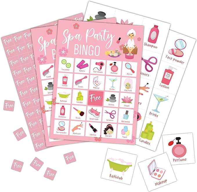Spa Bingo Cards, Beauty Themed Bingo Games for 24 Players, Spa Games ...