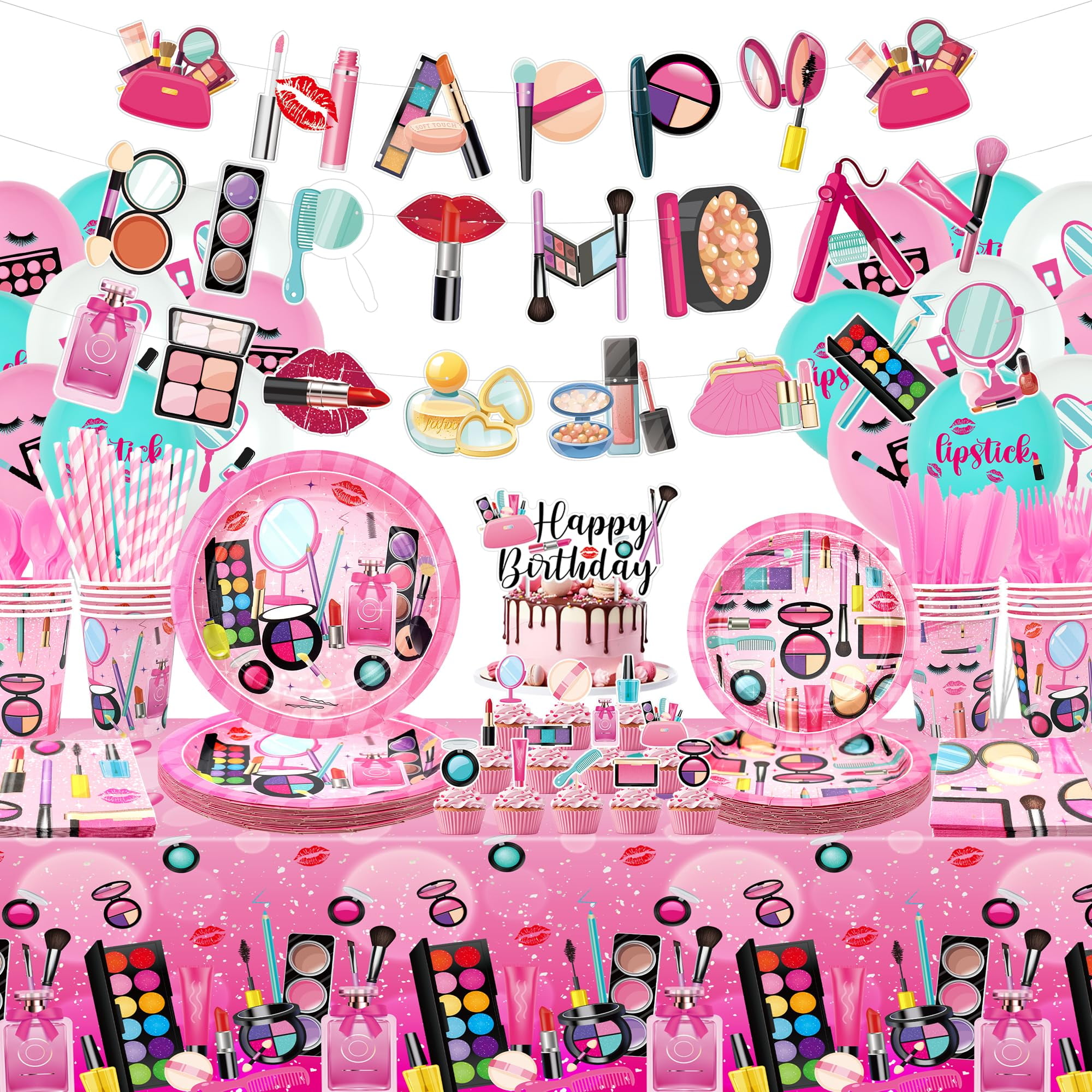 Spa Birthday Party AJH3 Decoration - Makeup Party Favors, Plates ...