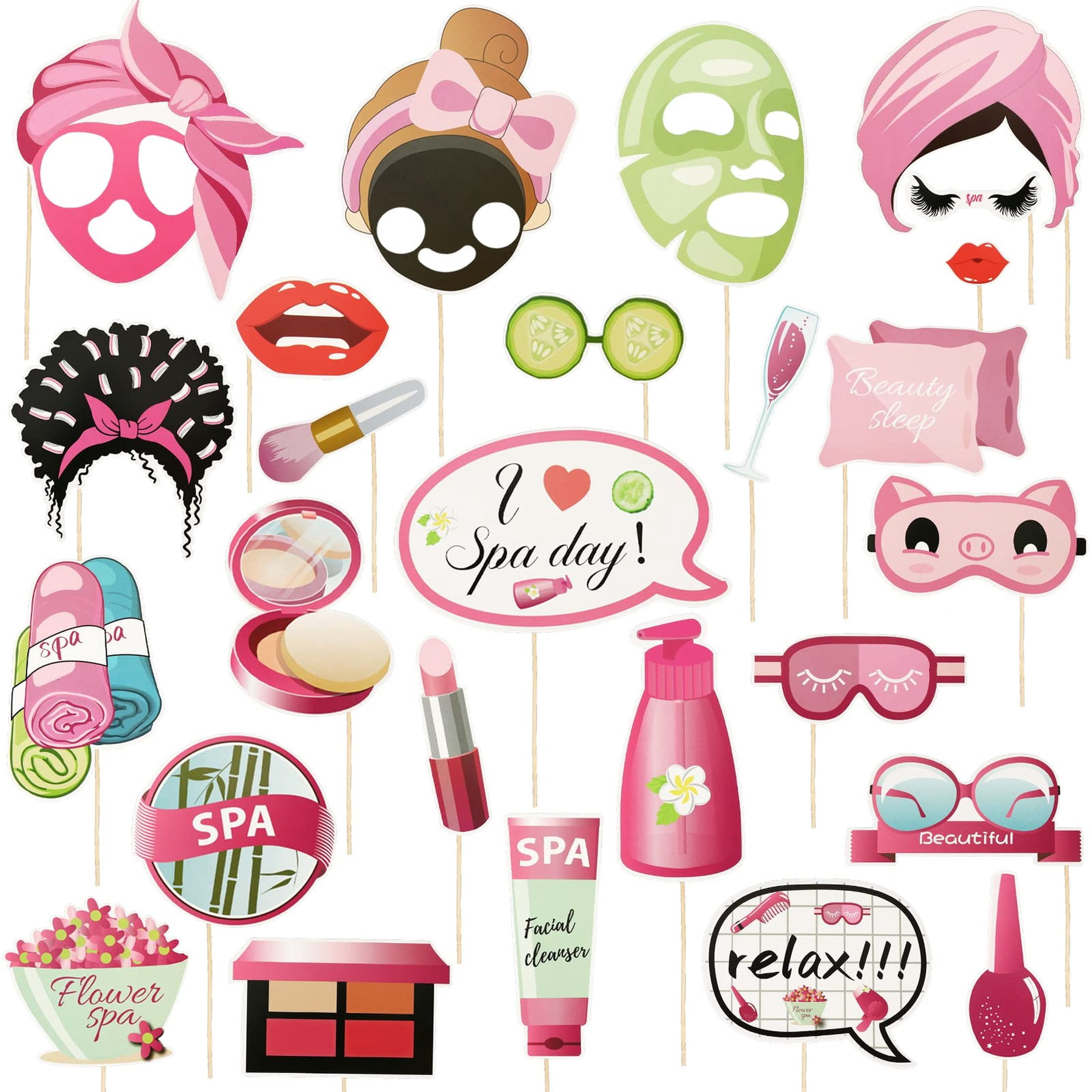 Spa Bliss Photo Booth Kit for Girls - 26 Fun Props for Spa Parties ...