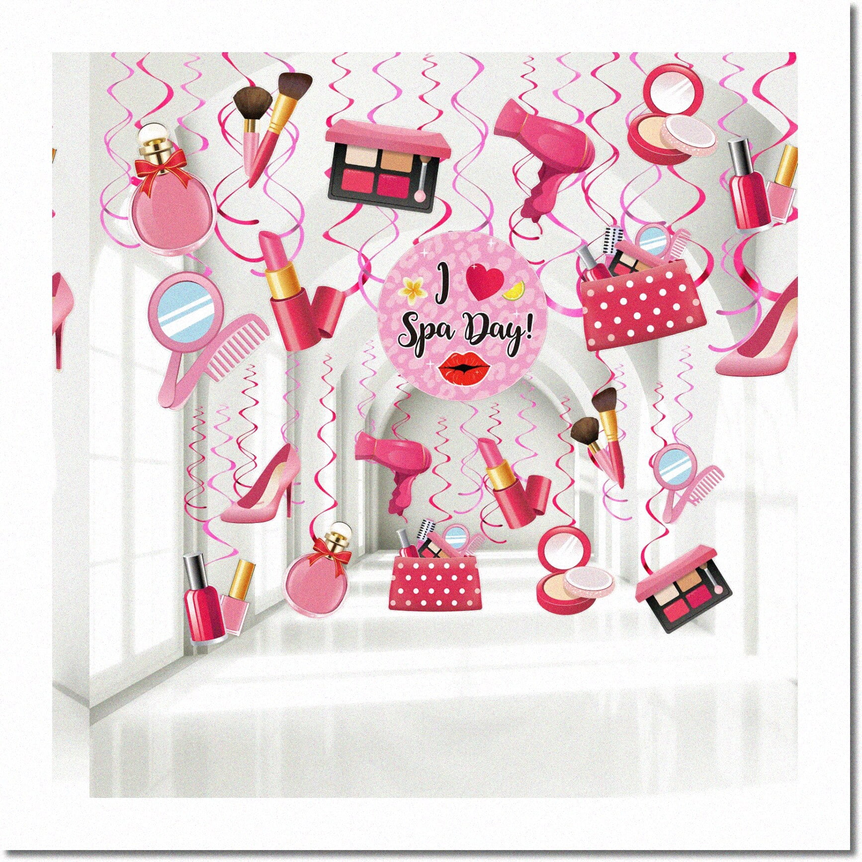 Spa Bliss Swirls - 30-Piece Hanging Decorations for Makeup Party, Nail ...