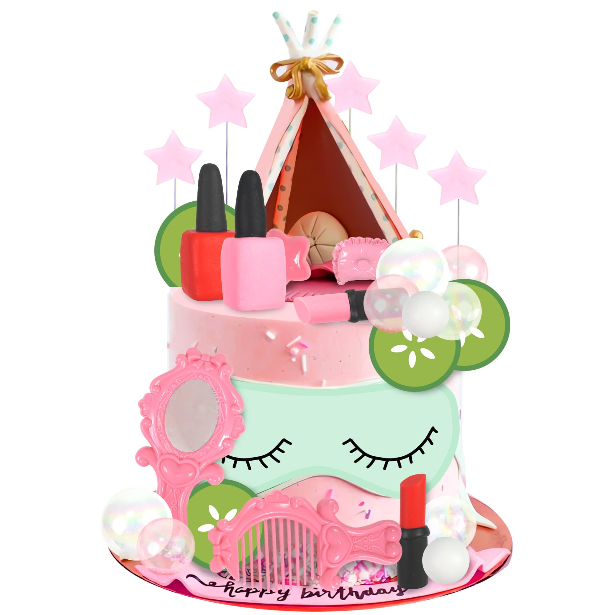 Spa Cake Toppers Sleepover Cake Topper FSH1 Eyeshade Cucumber Slices ...