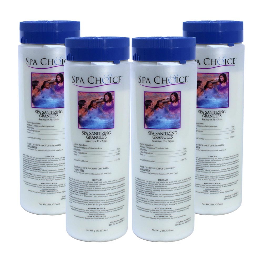 Spa Choice Sanitizer Granulated Chlorine for Hot Tub, 2-Pounds, 4-Pack ...