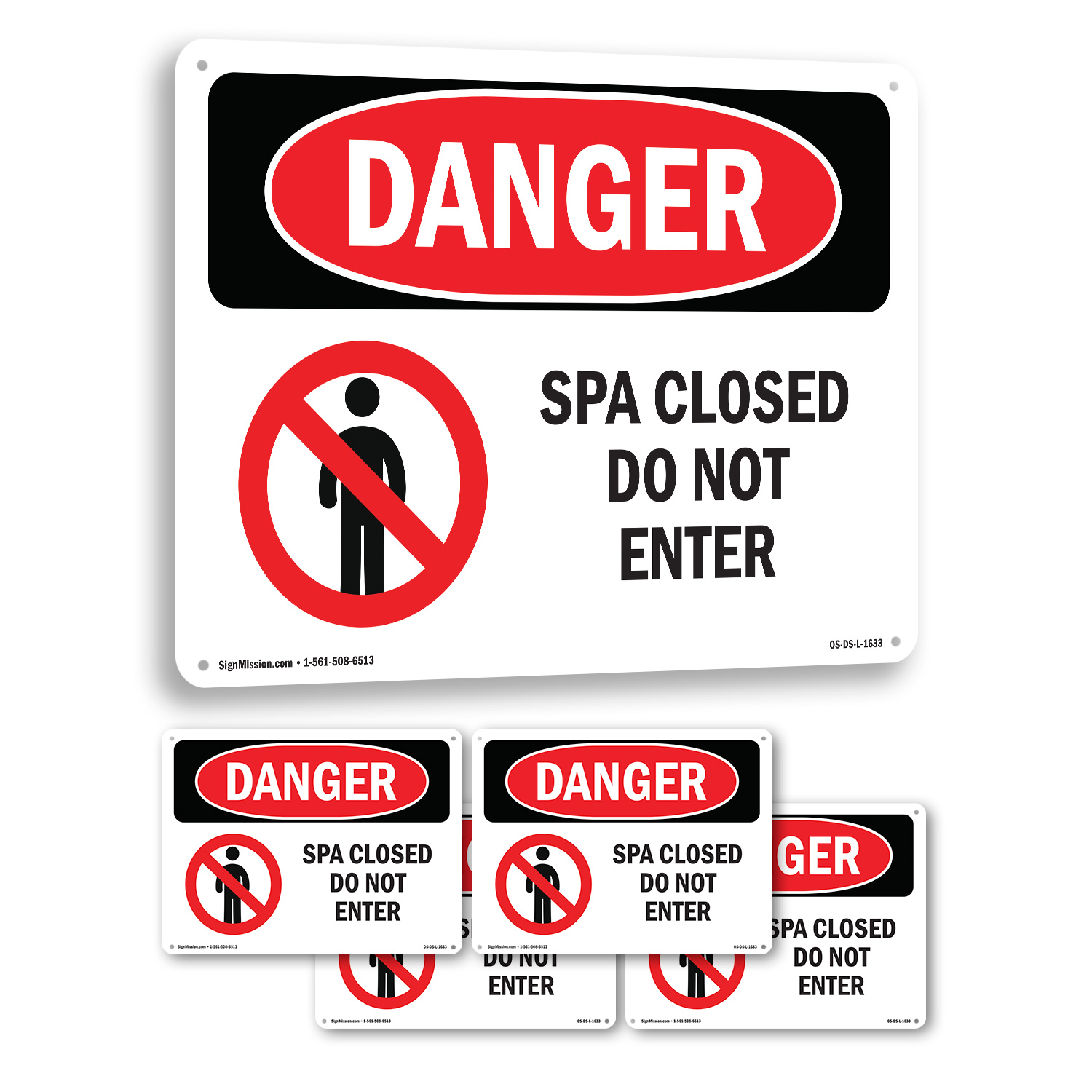 Spa Closed Do Not Enter OSHA Danger Rigid Plastic Sign 18 Inch x 12 ...