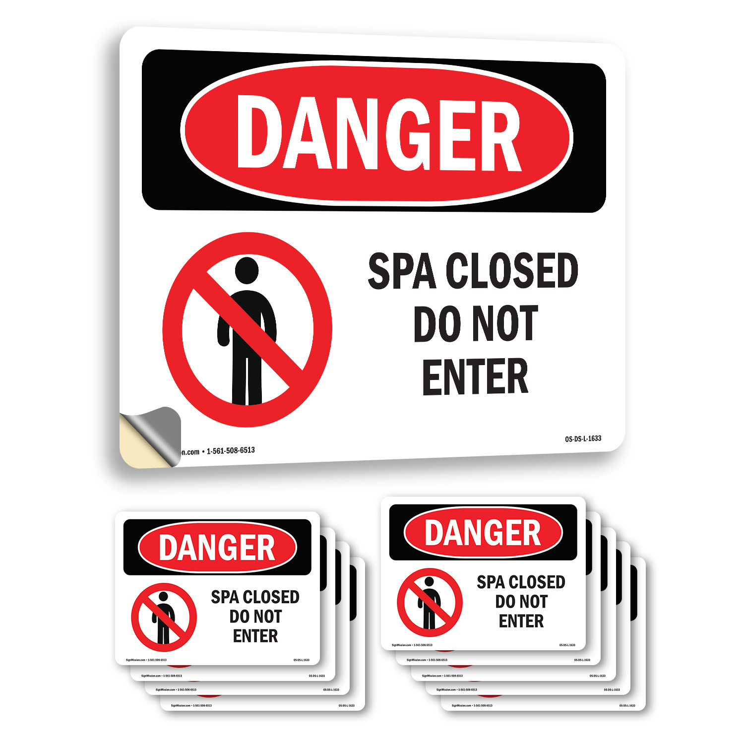 Spa Closed Do Not Enter OSHA Danger Vinyl Decal Label 18 Inch x 12 Inch ...