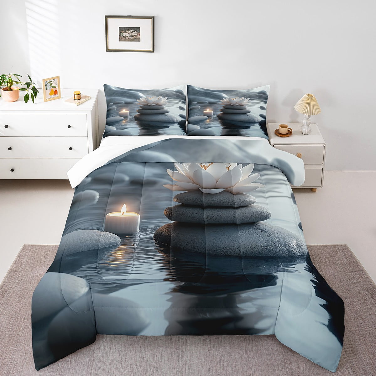 Spa Comforter Sets Stone Pattern Twin Down Comforter Woman Plain White ...