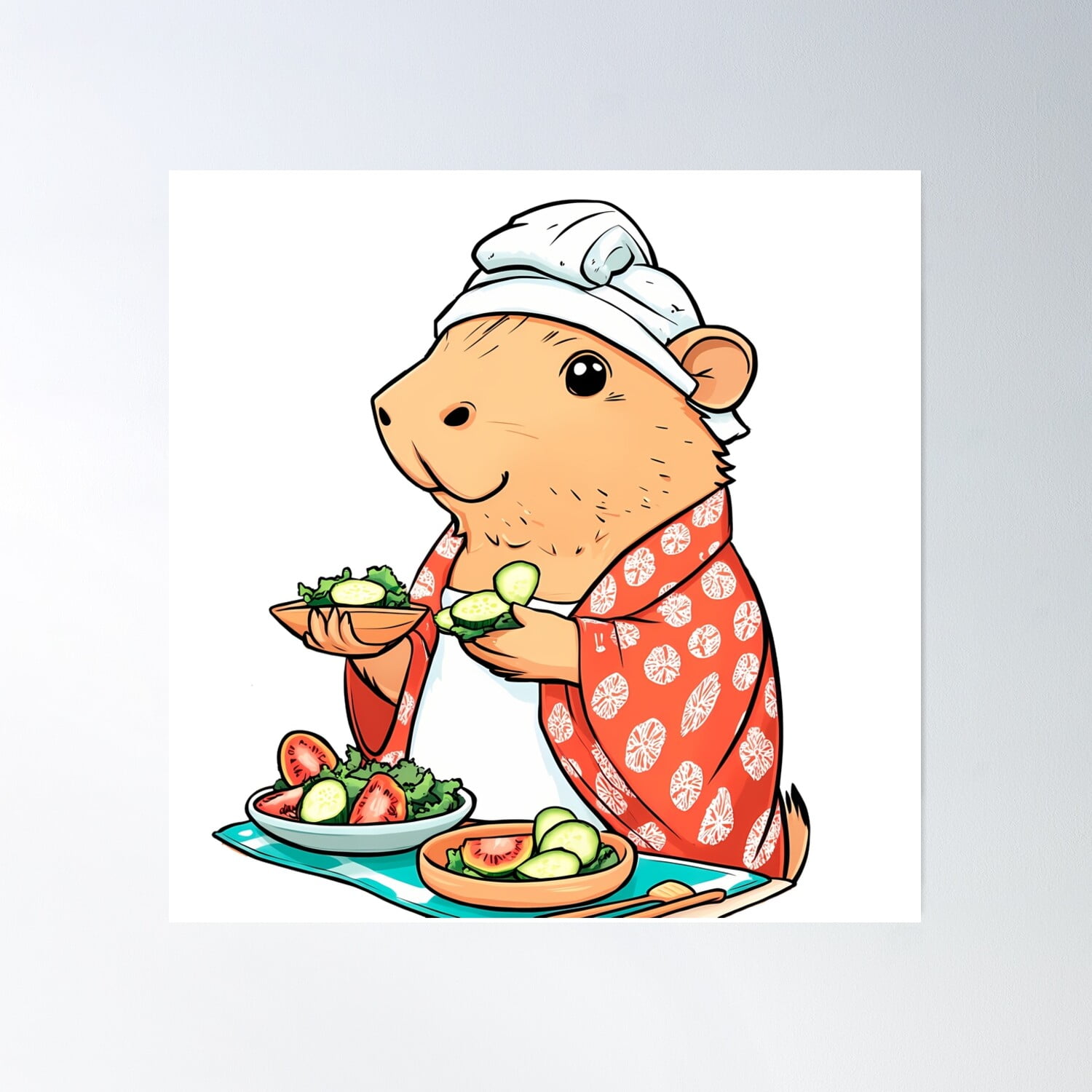 Spa Day Capybara, Cute Capybara, Morning Routine Poster Wall Art ...