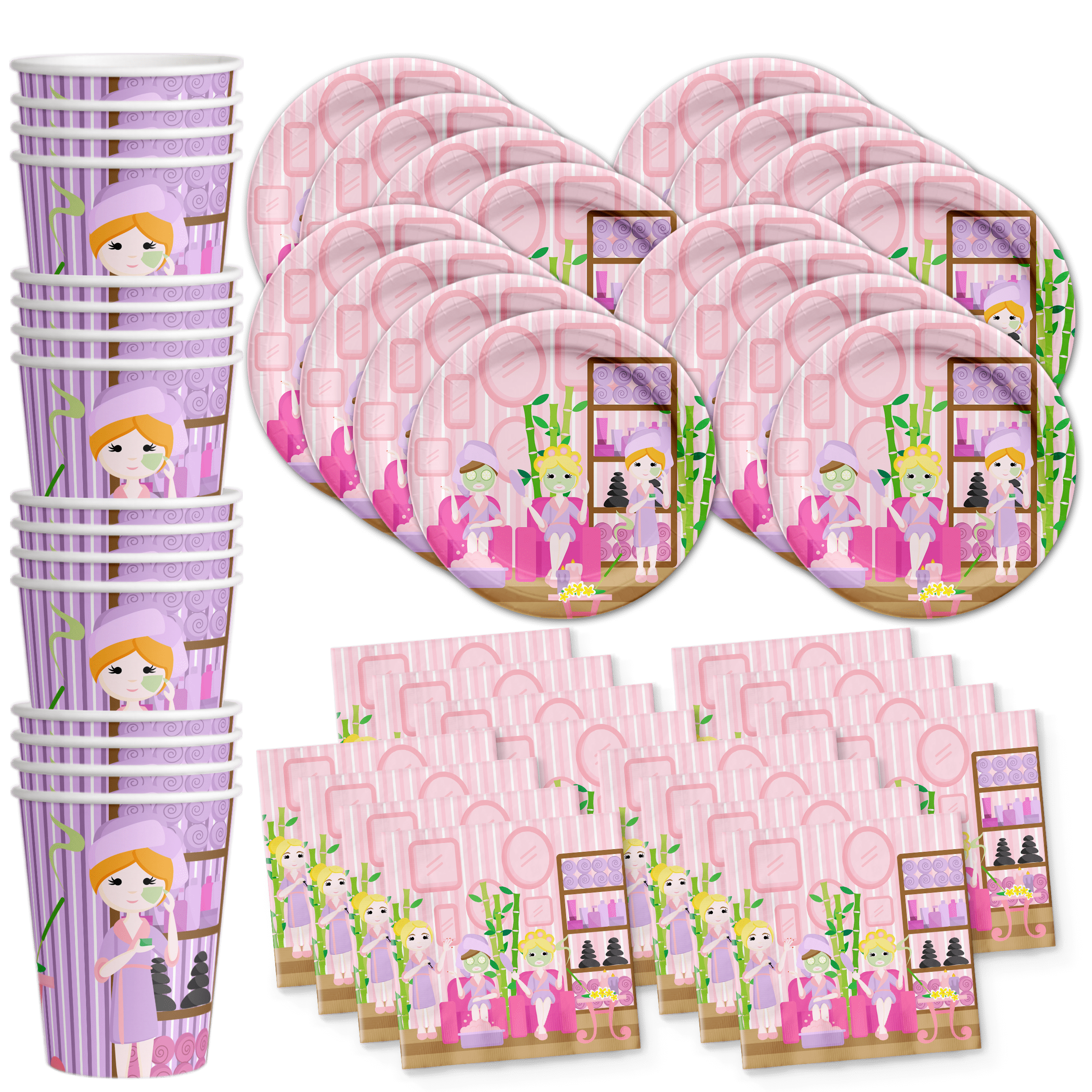 Birthday Spa Day Party Supplies Kit for 16 - Includes Plates, Napkins ...