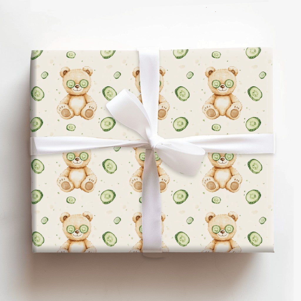 Spa Day Teddy Bear with Cucumber Slices Gift Wrapping Paper - Walmart.com