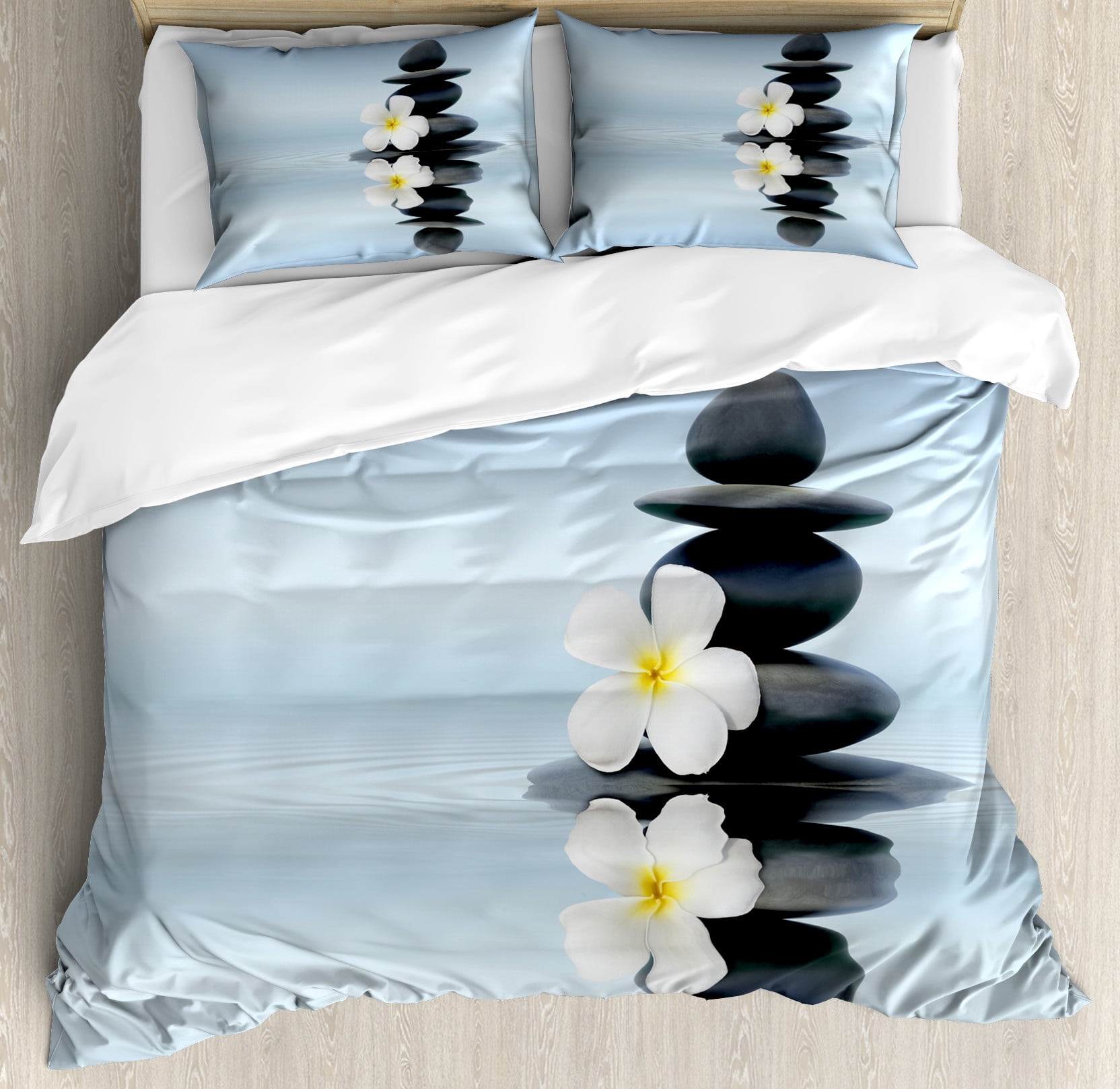Spa Duvet Cover Set, Hot Massage Stones with Frangipani Plumera ...