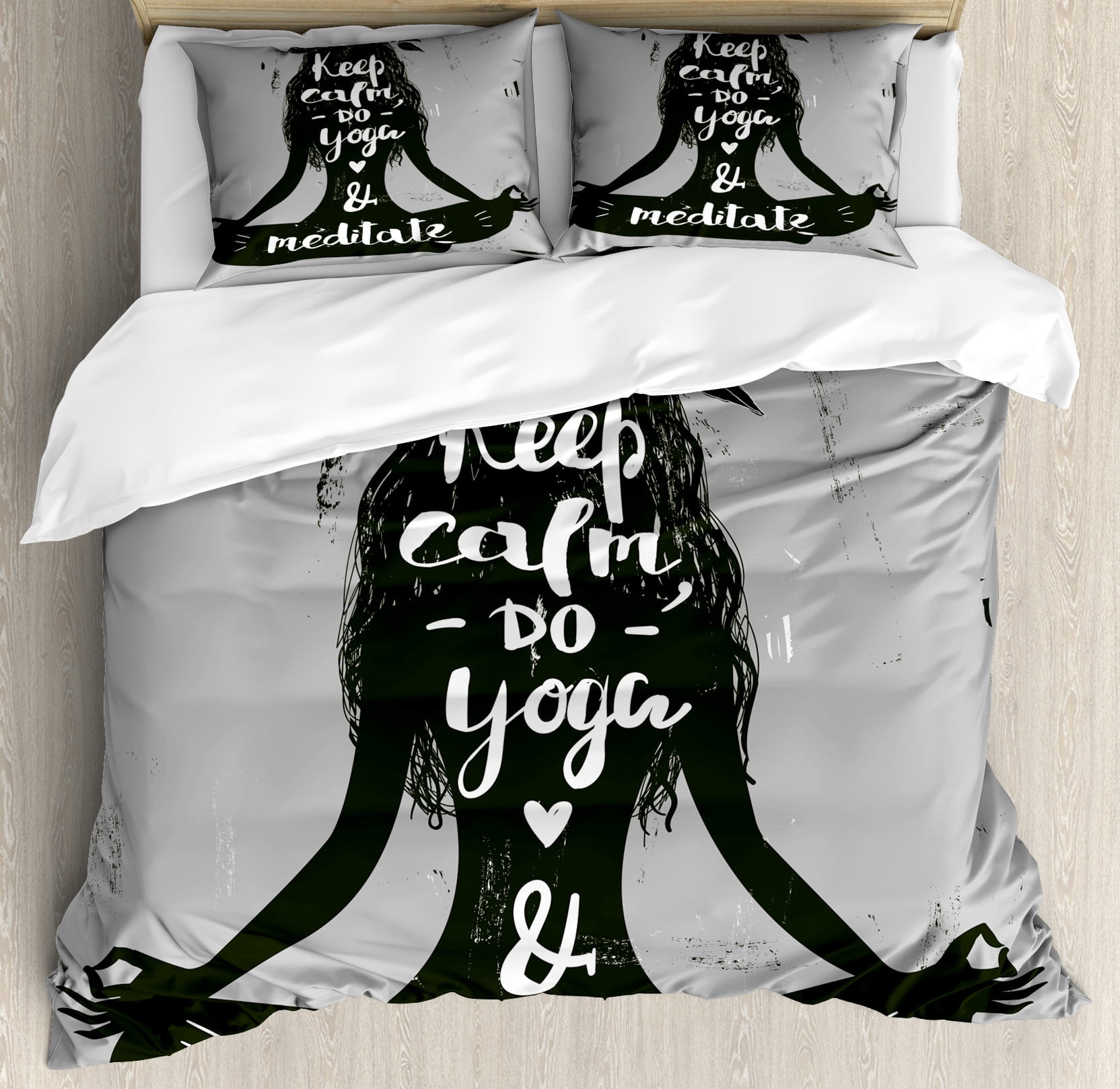 Spa Duvet Cover Set, Keep Calm Do Yoga and Meditate Lettering with ...