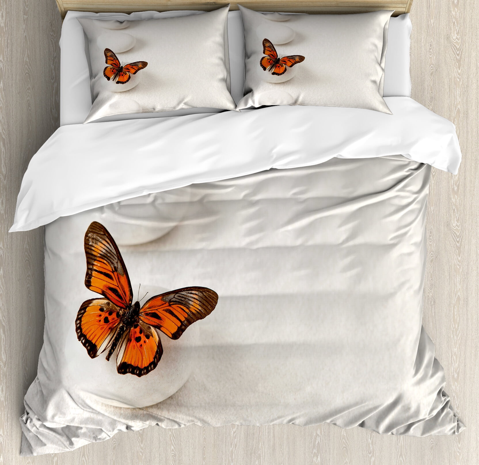 Spa Duvet Cover Set, Plain Pattern with Butterfly and Rocks Wellness ...