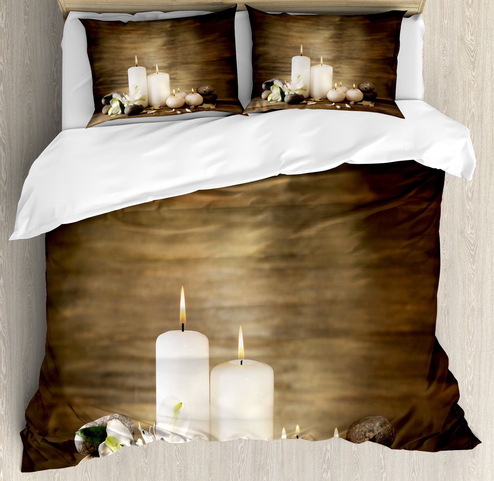 Spa Duvet Cover Sets, Composition of Pure Candles Wooden Background ...