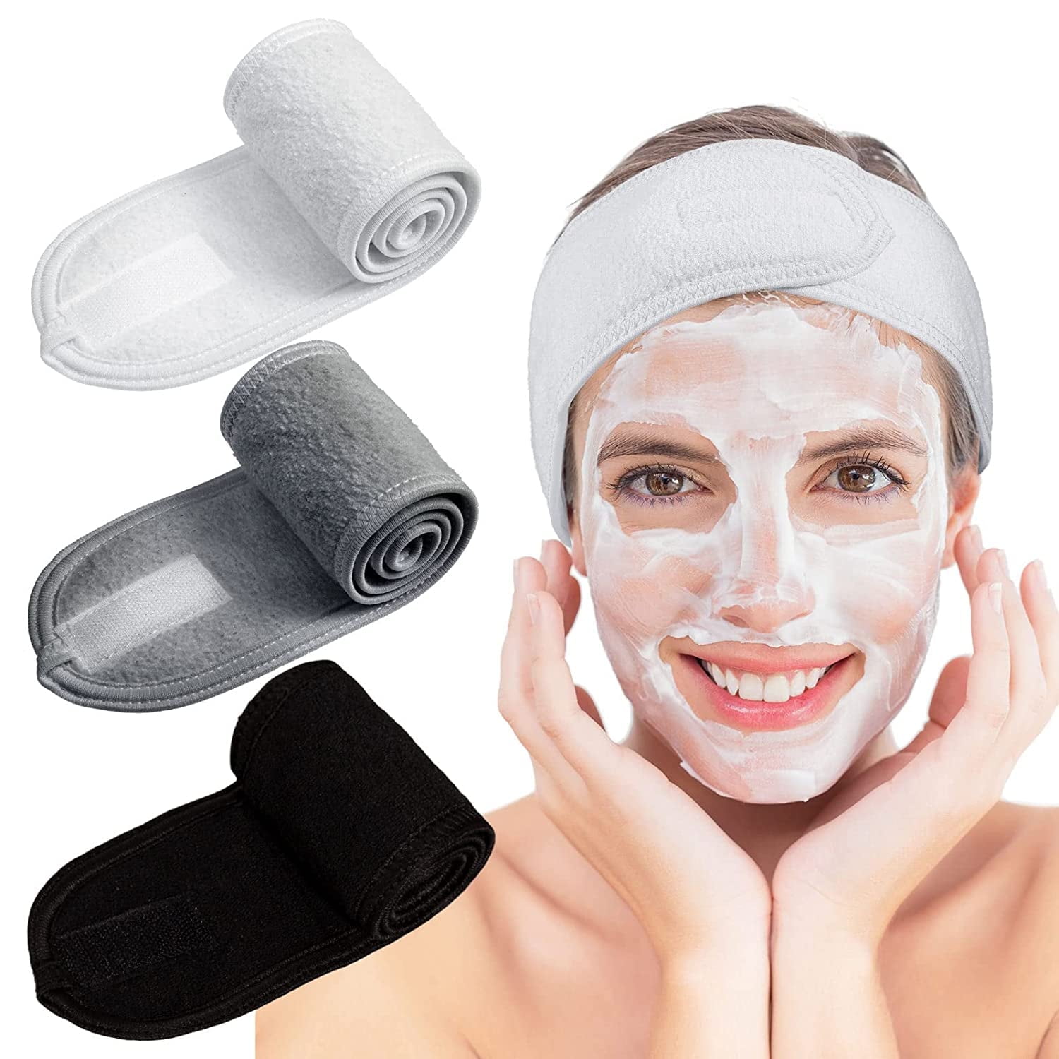 Spa Facial Headband Make Up Wrap Head Terry Cloth Headband Adjustable ...