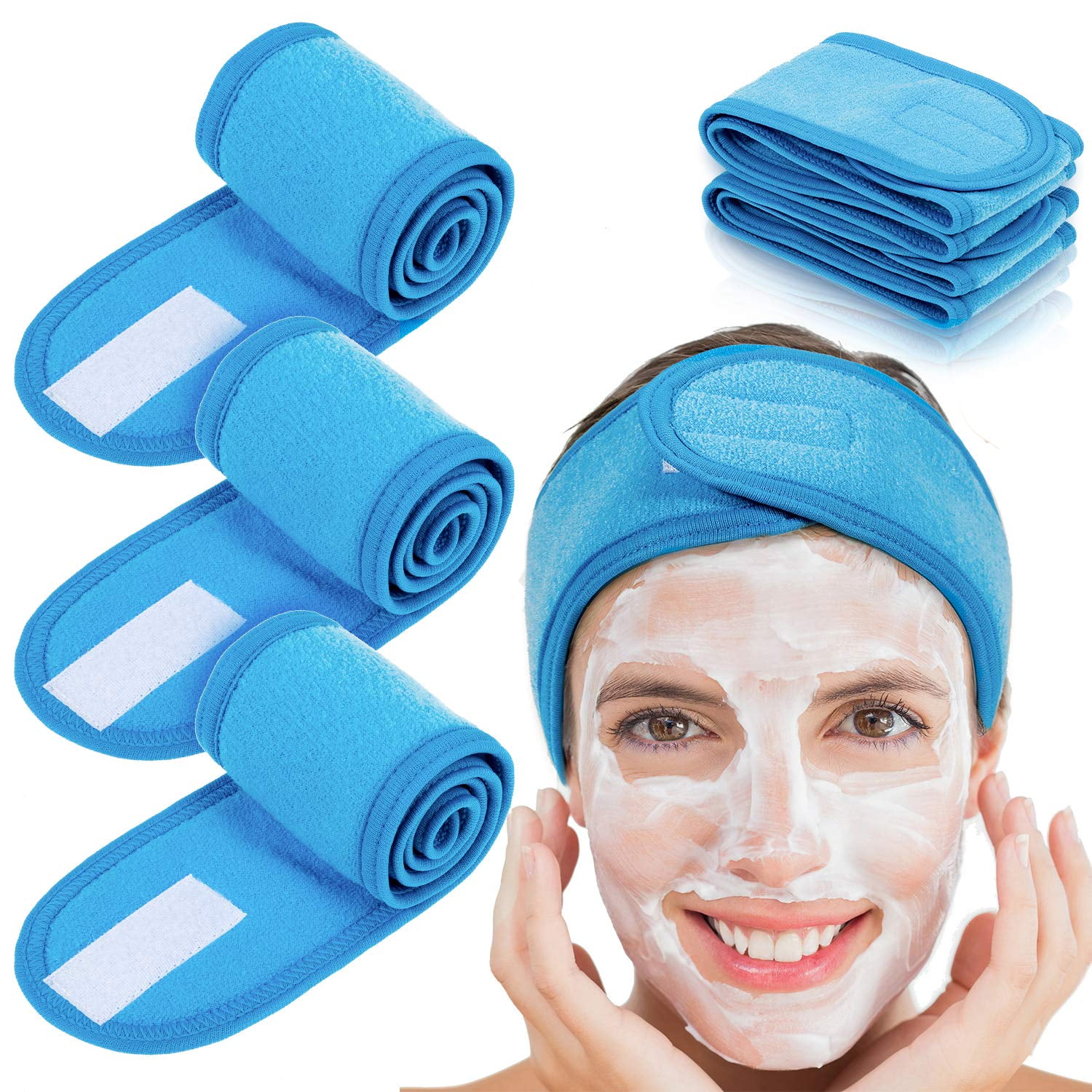 Spa Facial Headband Minzimin 3 Packs Head Wrap Terry Cloth Headband ...
