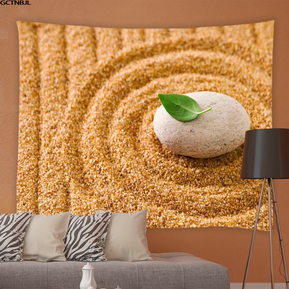 Spa Floral Tapestry Wall Hanging Decor Lotus Bamboo Stems Stone Garden ...