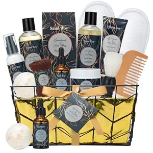 Spa Gift Basket for Men, Body Wash Men, 13pcs Sandalwood & Oak Moss ...