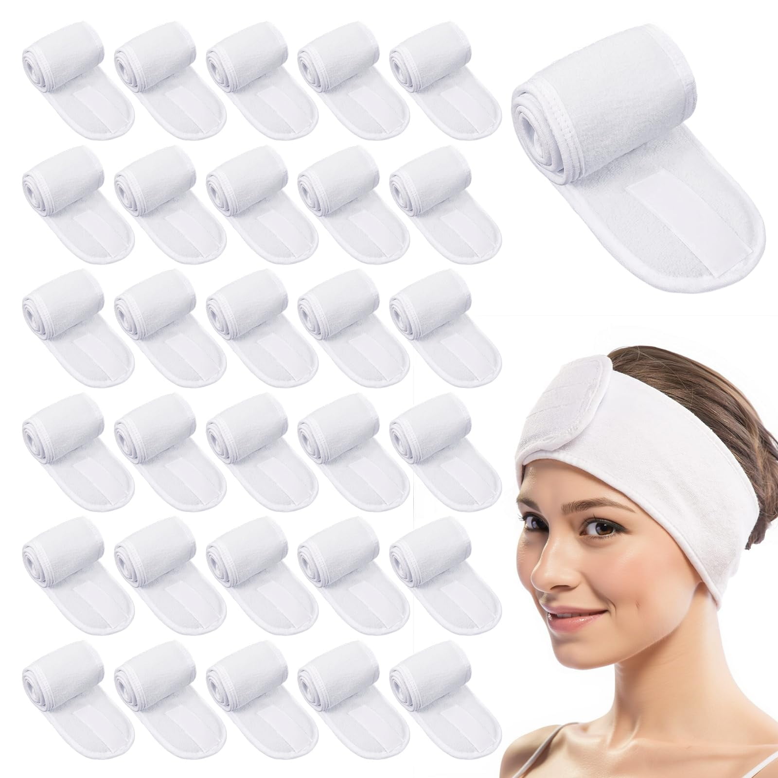 Spa Headbands for Women, 30 Pieces Adjustable Skincare Bulk Spa Facial ...