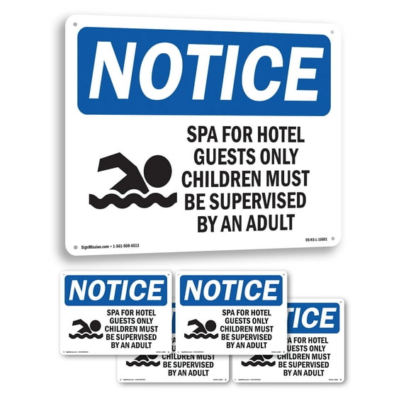 Spa Hotel Guests Only Children Supervised OSHA Notice Rigid Plastic ...