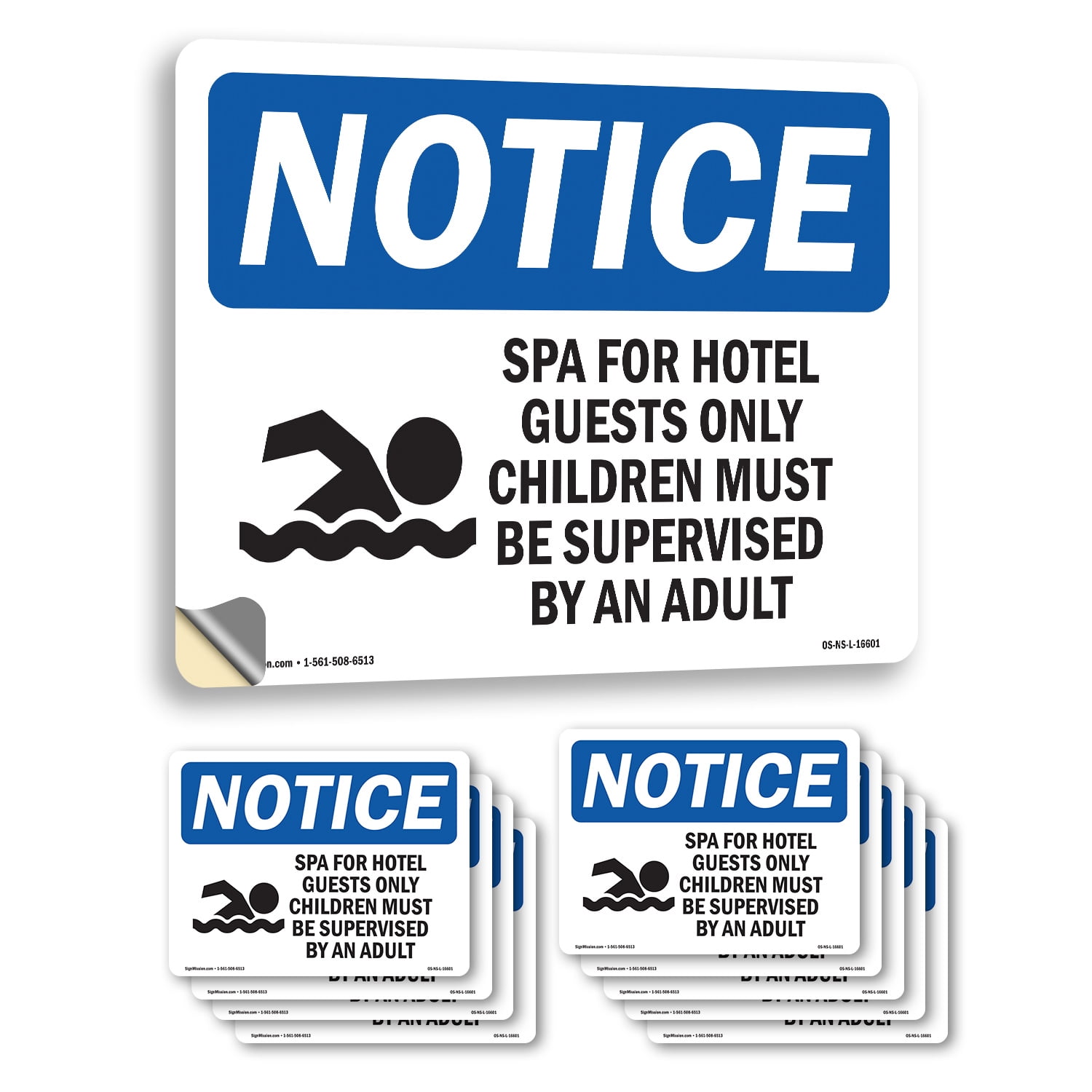 Spa Hotel Guests Only Children Supervised OSHA Notice Vinyl Decal Label ...