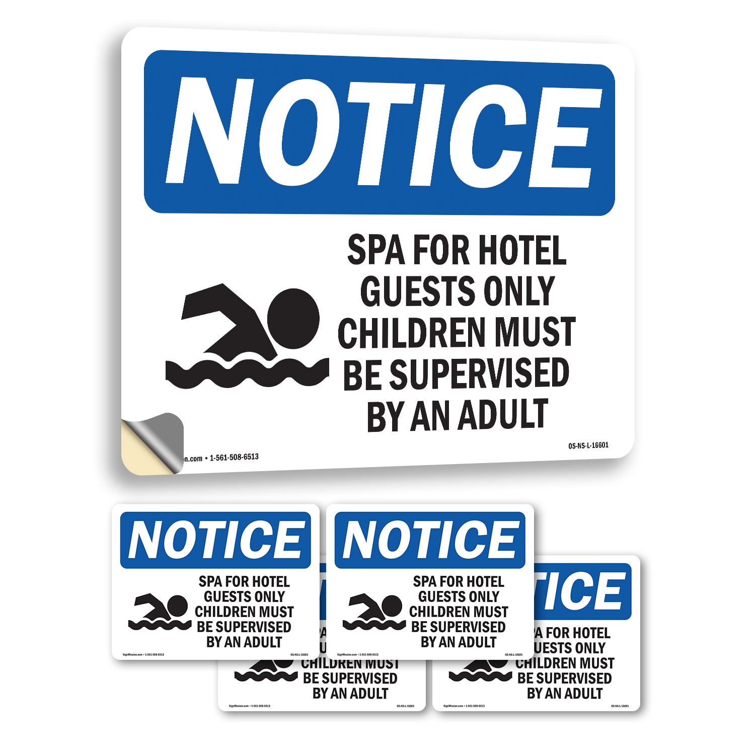 Spa Hotel Guests Only Children Supervised OSHA Notice Vinyl Decal Label ...