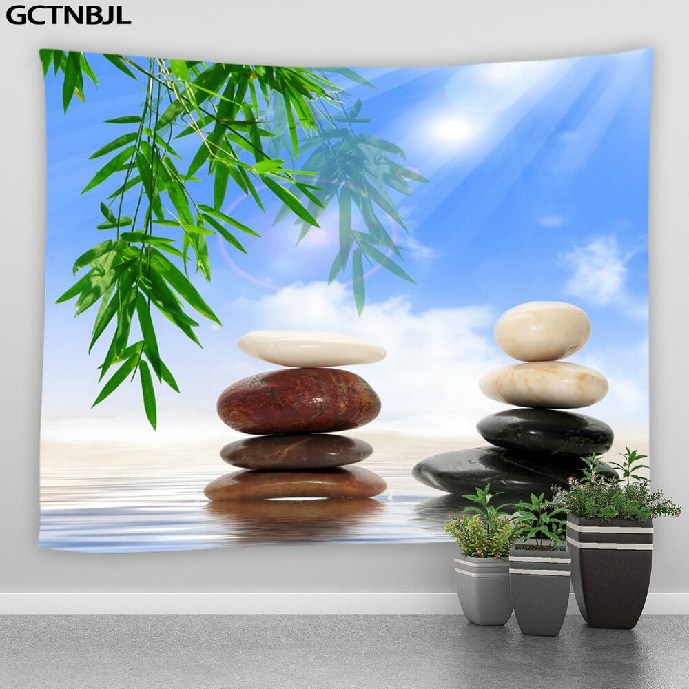 Spa Landscape Tapestry Green Bamboo Flower Stone Scenery Living Room ...