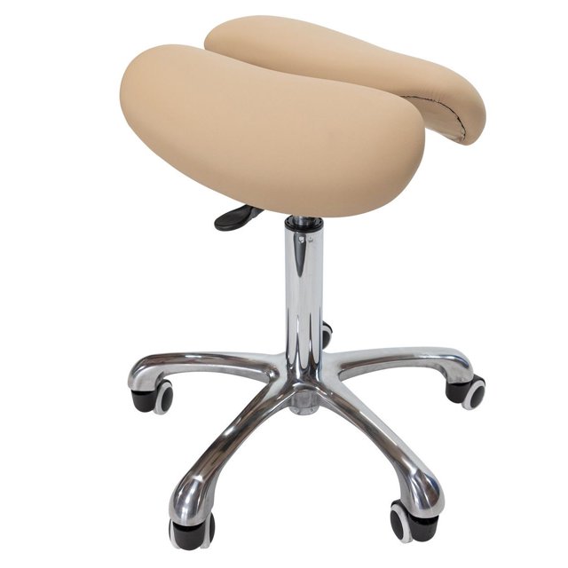 Spa Luxe Beige Rolling Split Seat Saddle Stool by Massage Tools ...