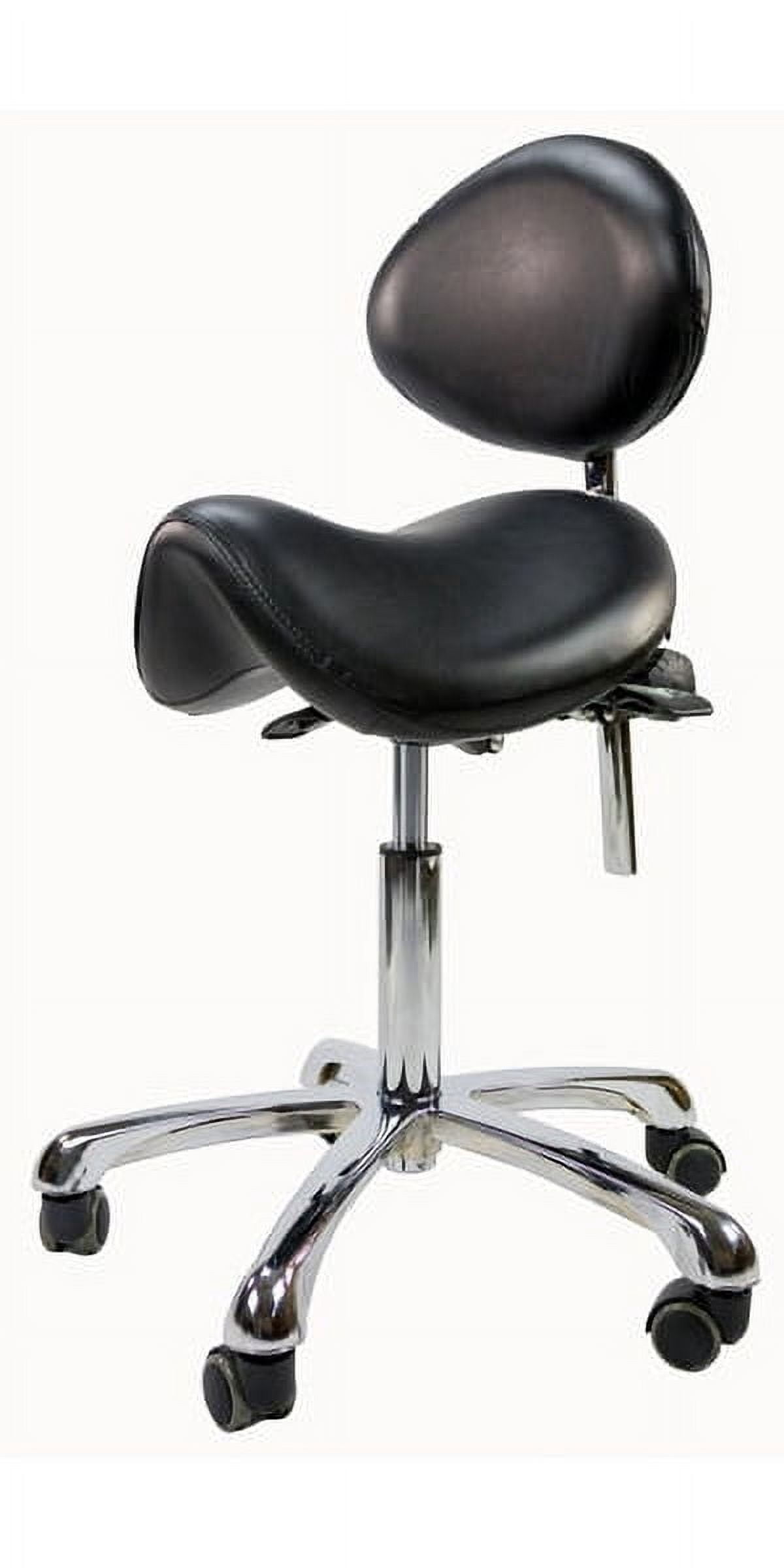 Spa Luxe Black Rolling Saddle Stool with Back Support by Massage Tools ...