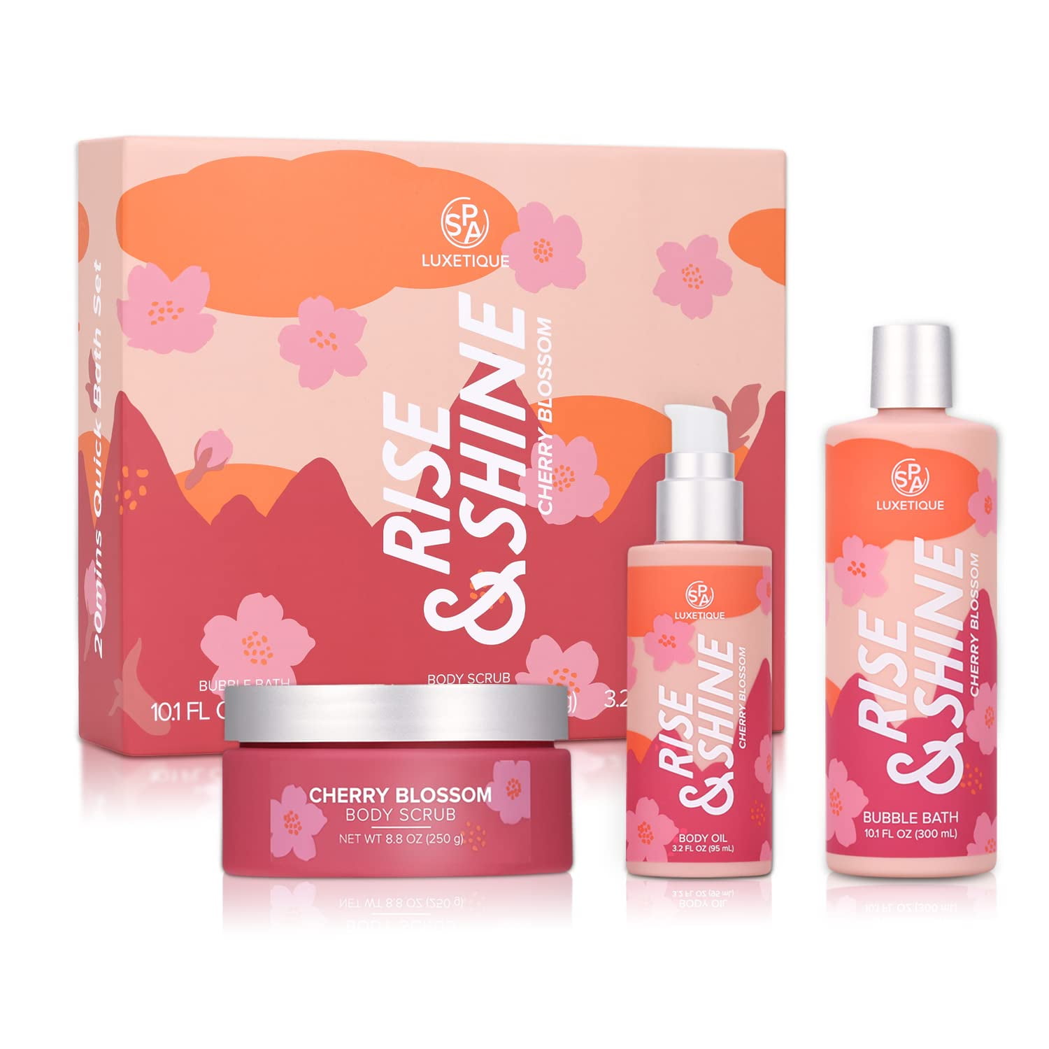 Spa Luxetique Bath Gift Box for Women, Cherry Blossom Scent Bubble Bath ...