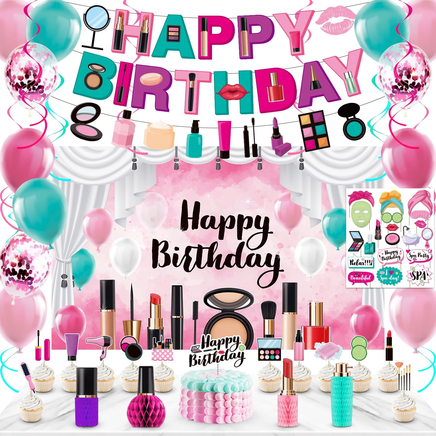 Spa Makeup BirthdayTRDN Party Decorations, 78Pcs Spa Birthday Party ...