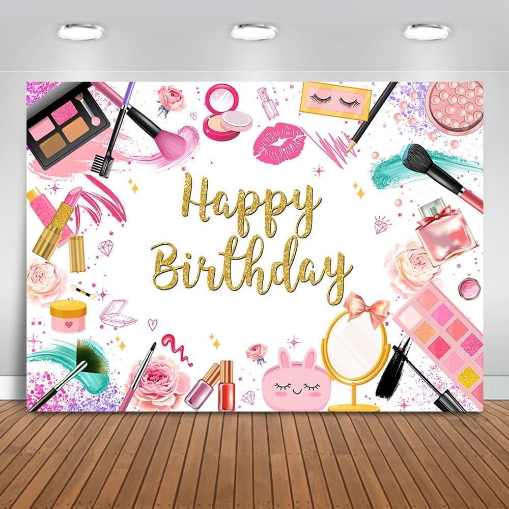 Spa Party Backdrop Sweet Pink Beauty Makeup Girls Happy Birthday ...