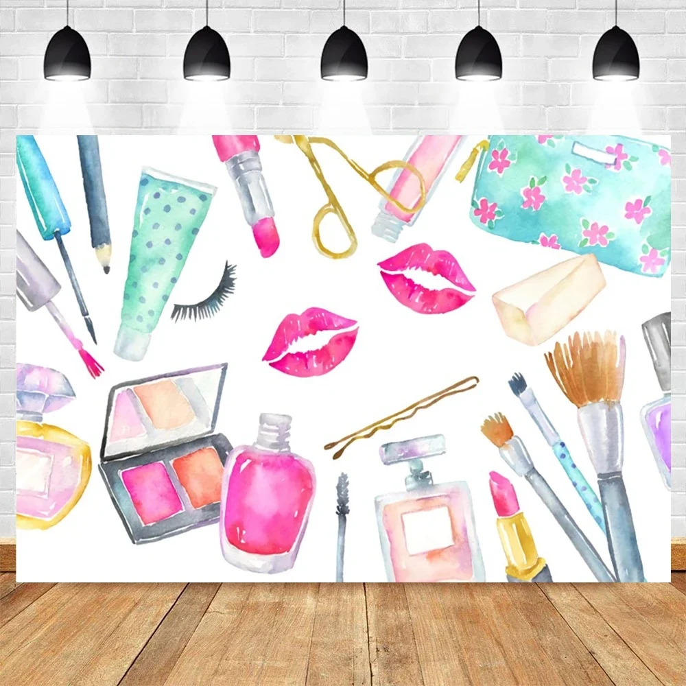Spa Party Themed Backdrop for Photography Pink Beauty Makeup Princess ...