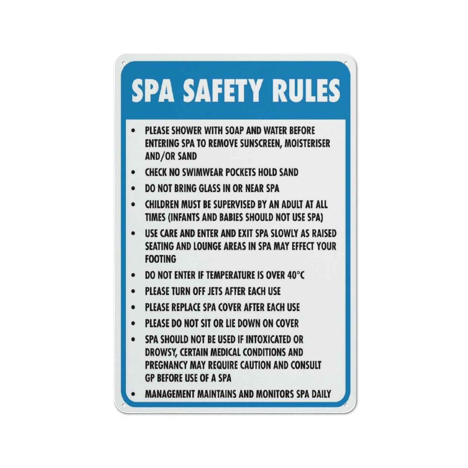Spa Rules Sign 12X8 Inches Metal Aluminum Signs, Weather Resistant ...