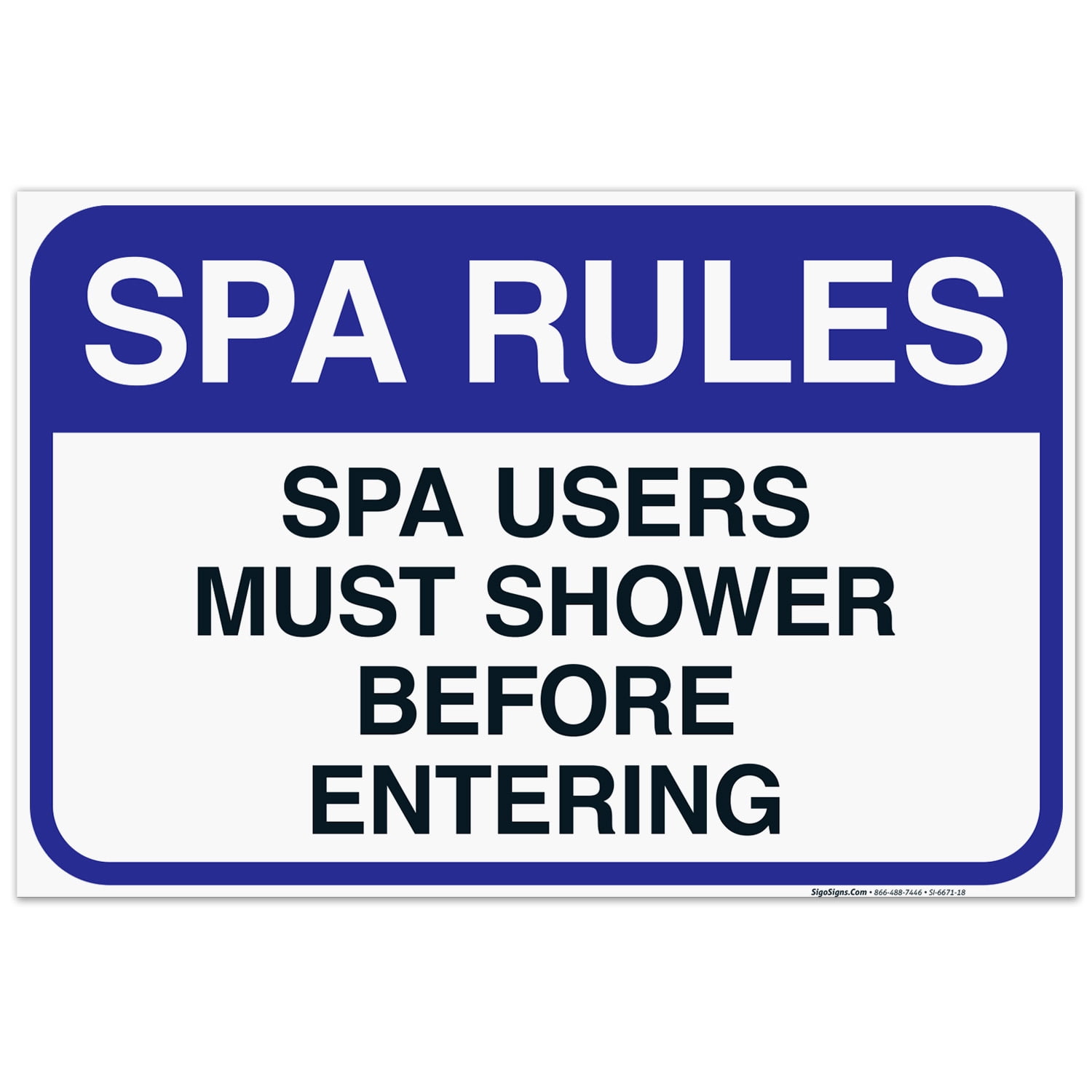 Spa Rules Sign, Pool Sign, (SI-6671) - Walmart.com