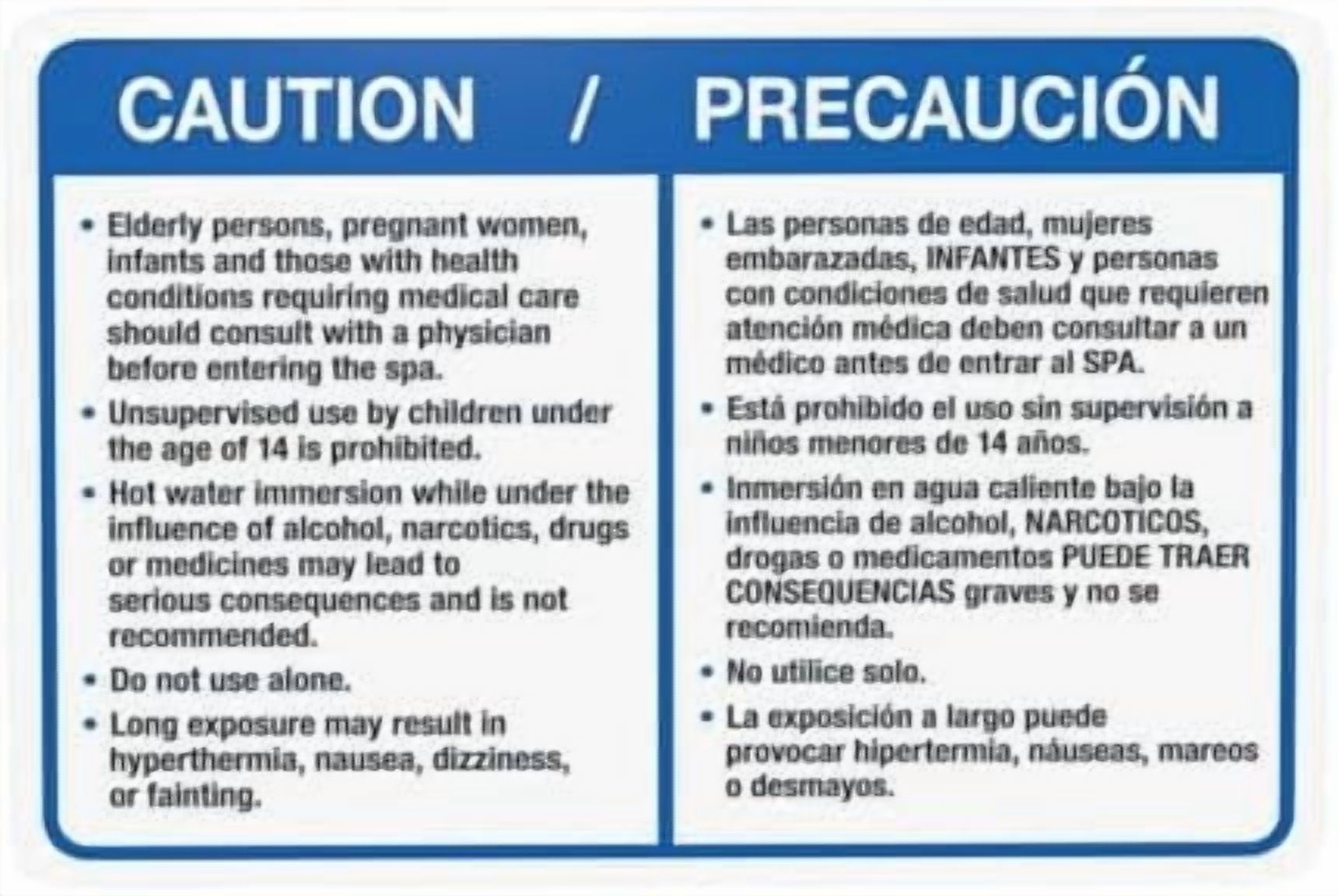 Spa Rules Sign, Bilingual English Spanish Warning Sign, Pool Metal ...