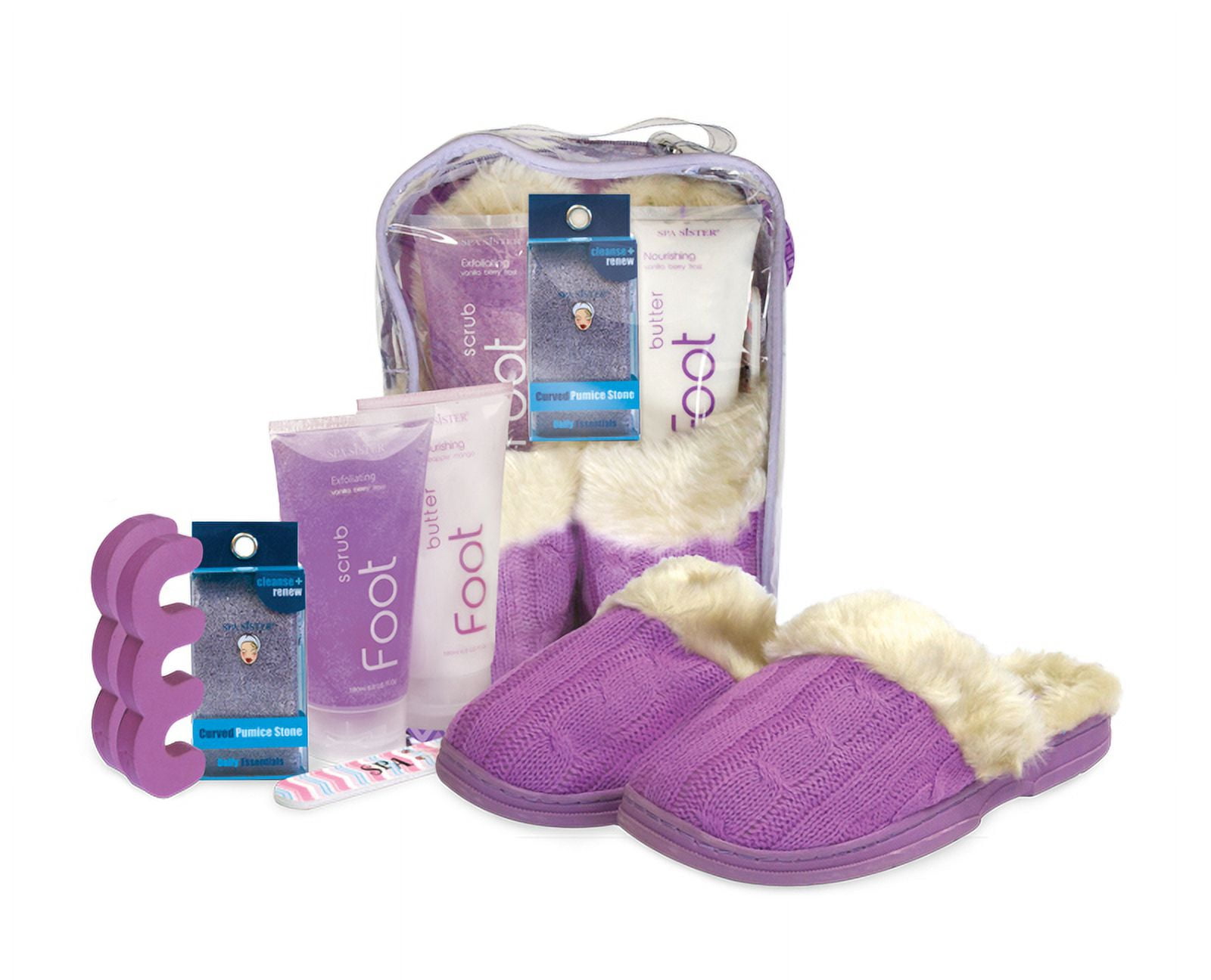 Spa Sister Snuggle Up Foot Spa Cable Knit Slippers, Vanilla Berry ...