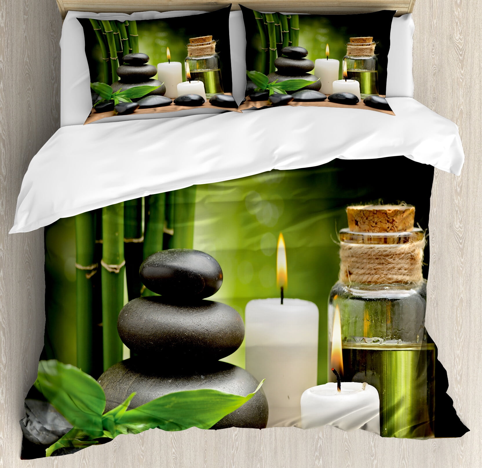 Spa Themed Duvet Cover Set, Exotic Rocks Candles and Landscape of ...
