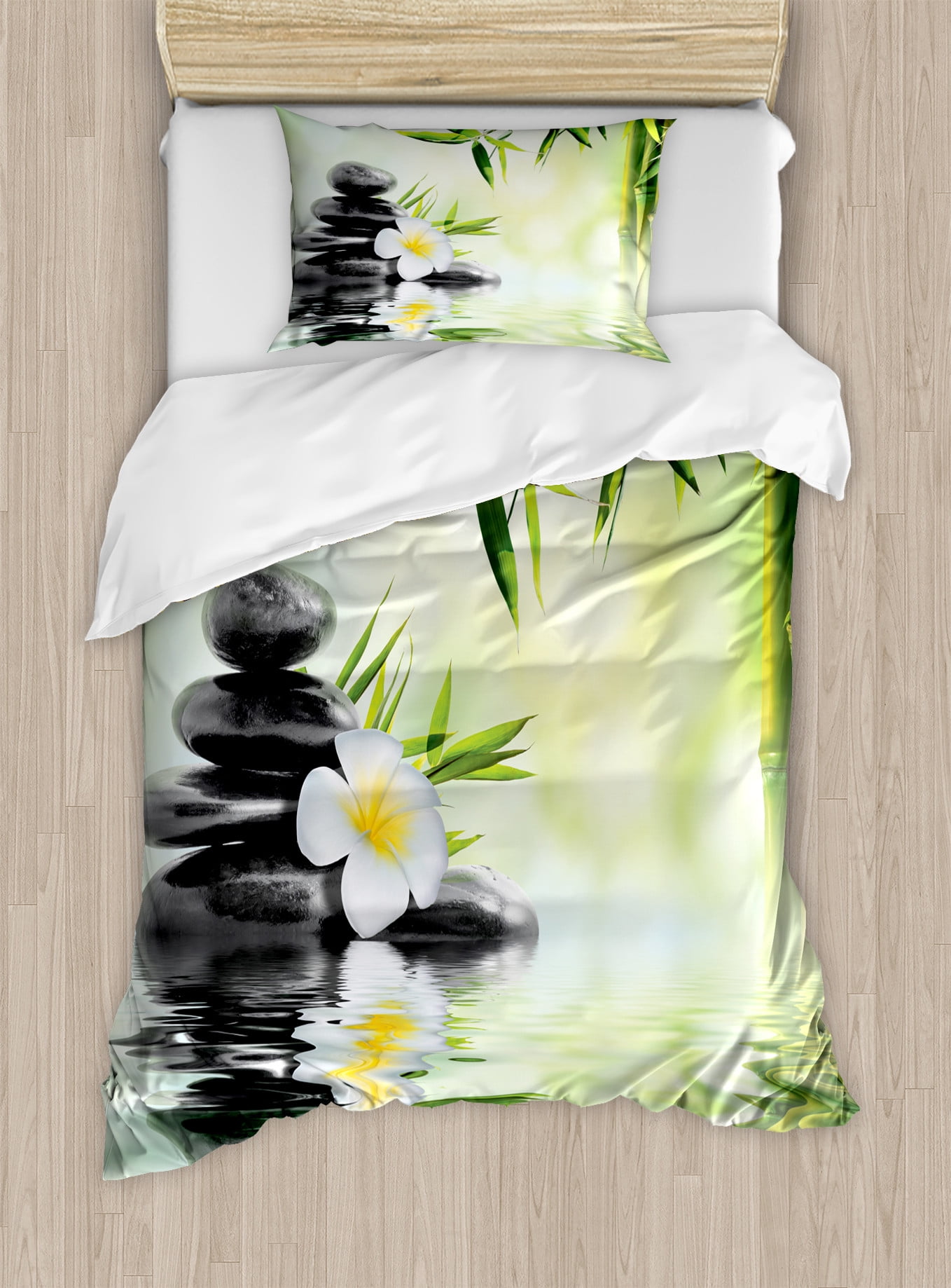 Spa Themed Duvet Cover Set, Garden Frangipani Flowers Japanese Themed ...