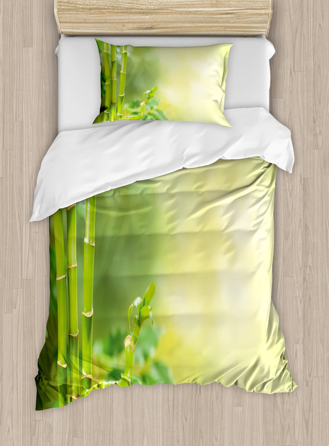 Spa Themed Duvet Cover Set, Green Nature Design Tree Branches and ...