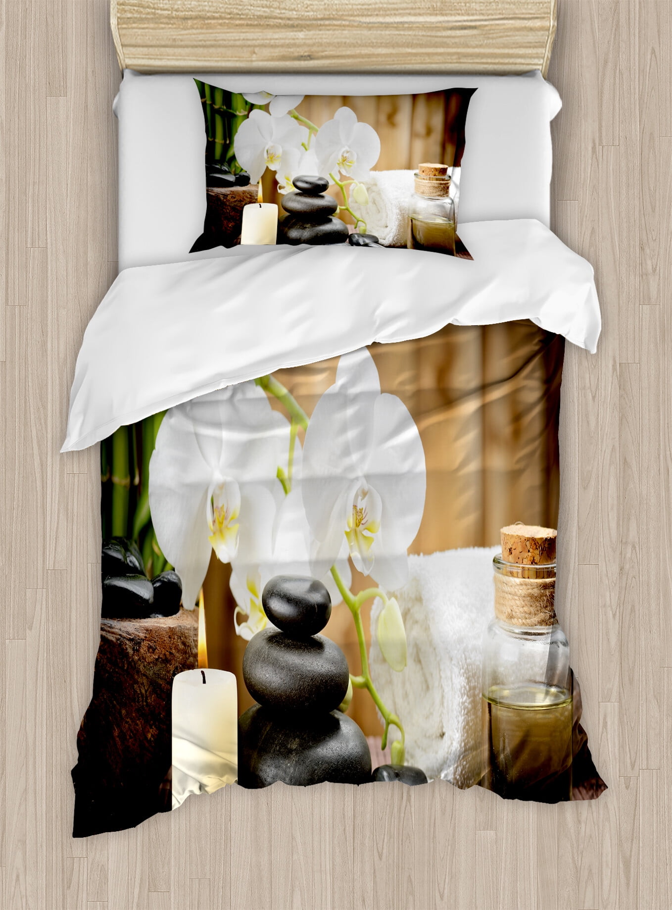 Spa Themed Duvet Cover Set, Relaxing Concept Arrangement Print of ...