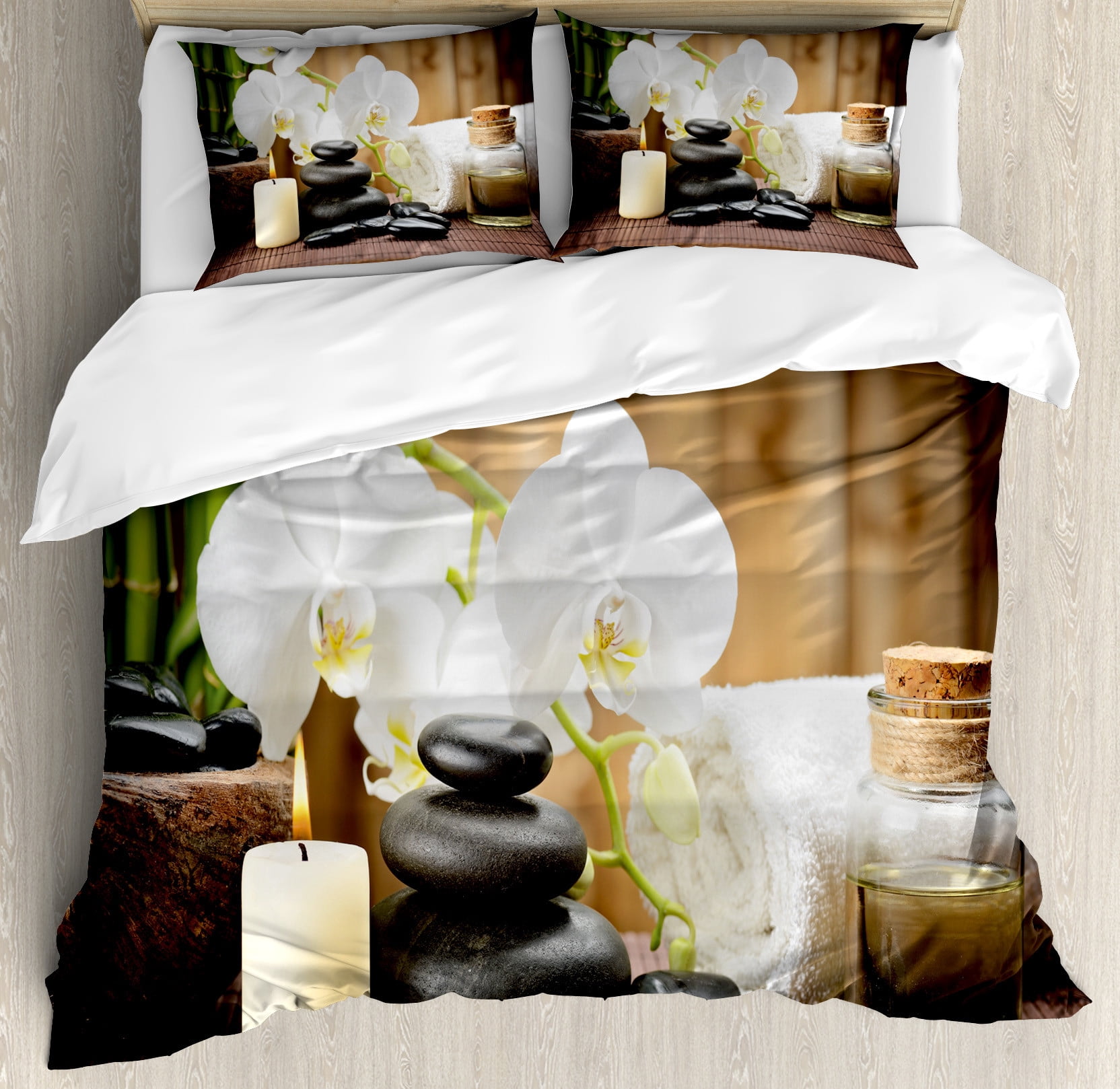 Spa Themed Duvet Cover Set, Relaxing Concept Arrangement Print of ...
