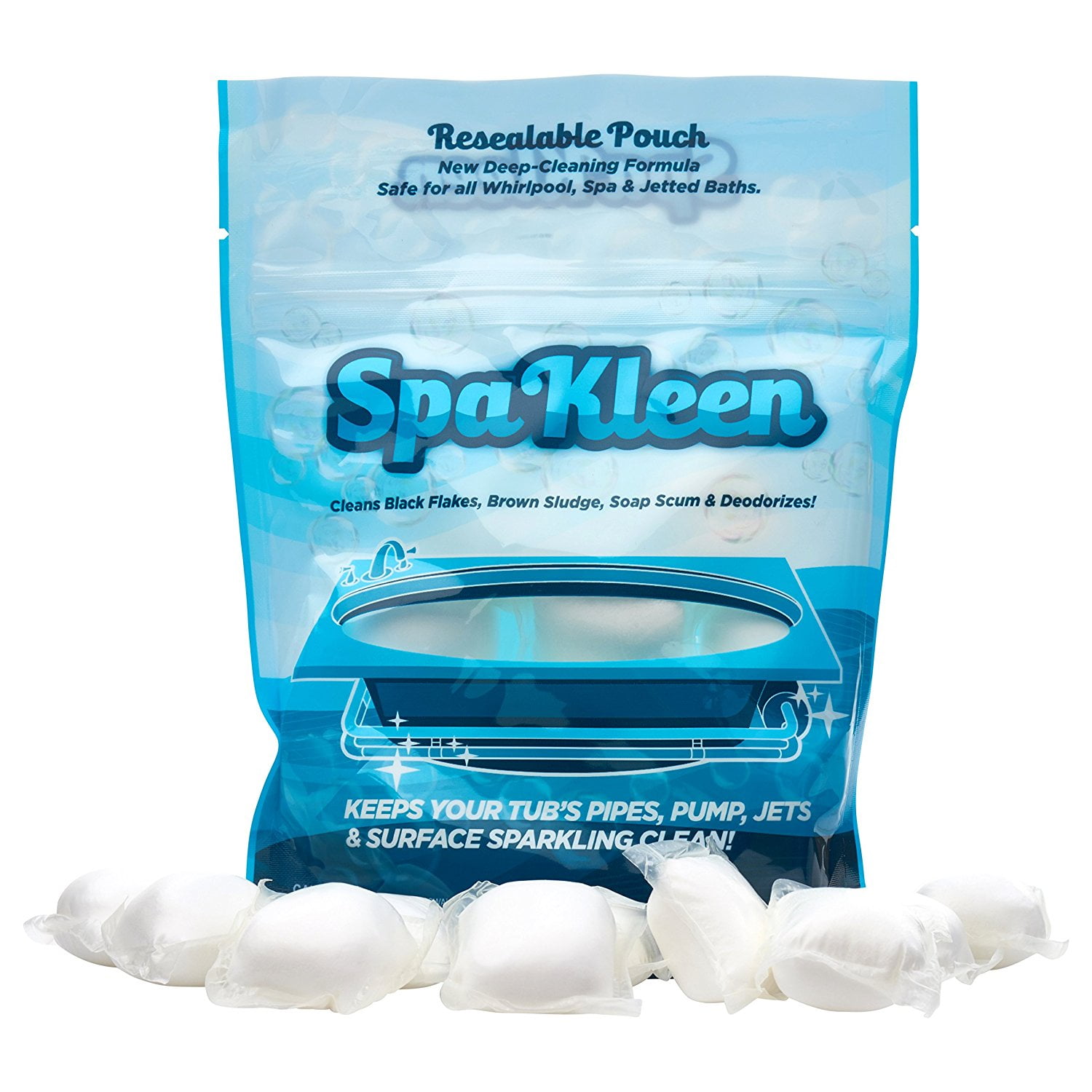 SpaKleen Jetted Spa Bath Cleaner - 10 Cleaning Water Soluble Pods ...