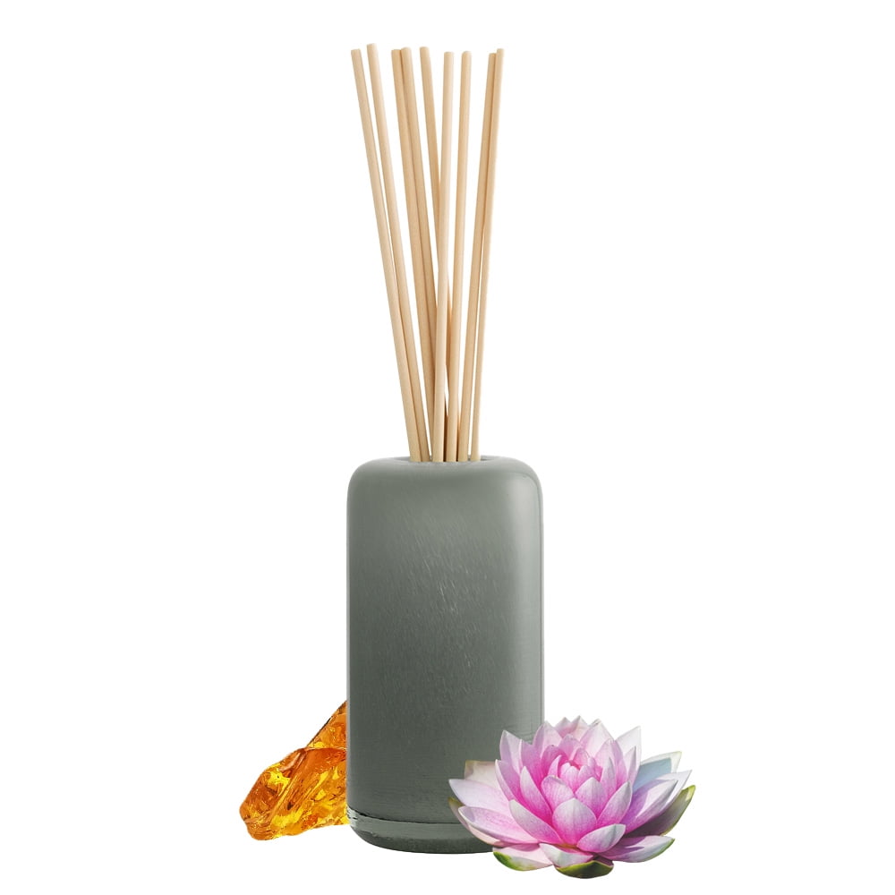 SpaRoom Handblown Glass Reed Diffuser, Amberwood Lily, Essential Oil ...