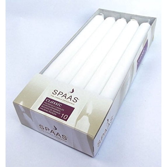 Spaas 10 Classic White Dinner/Table Candles - 24cm - 8 Hour Burn - Non ...