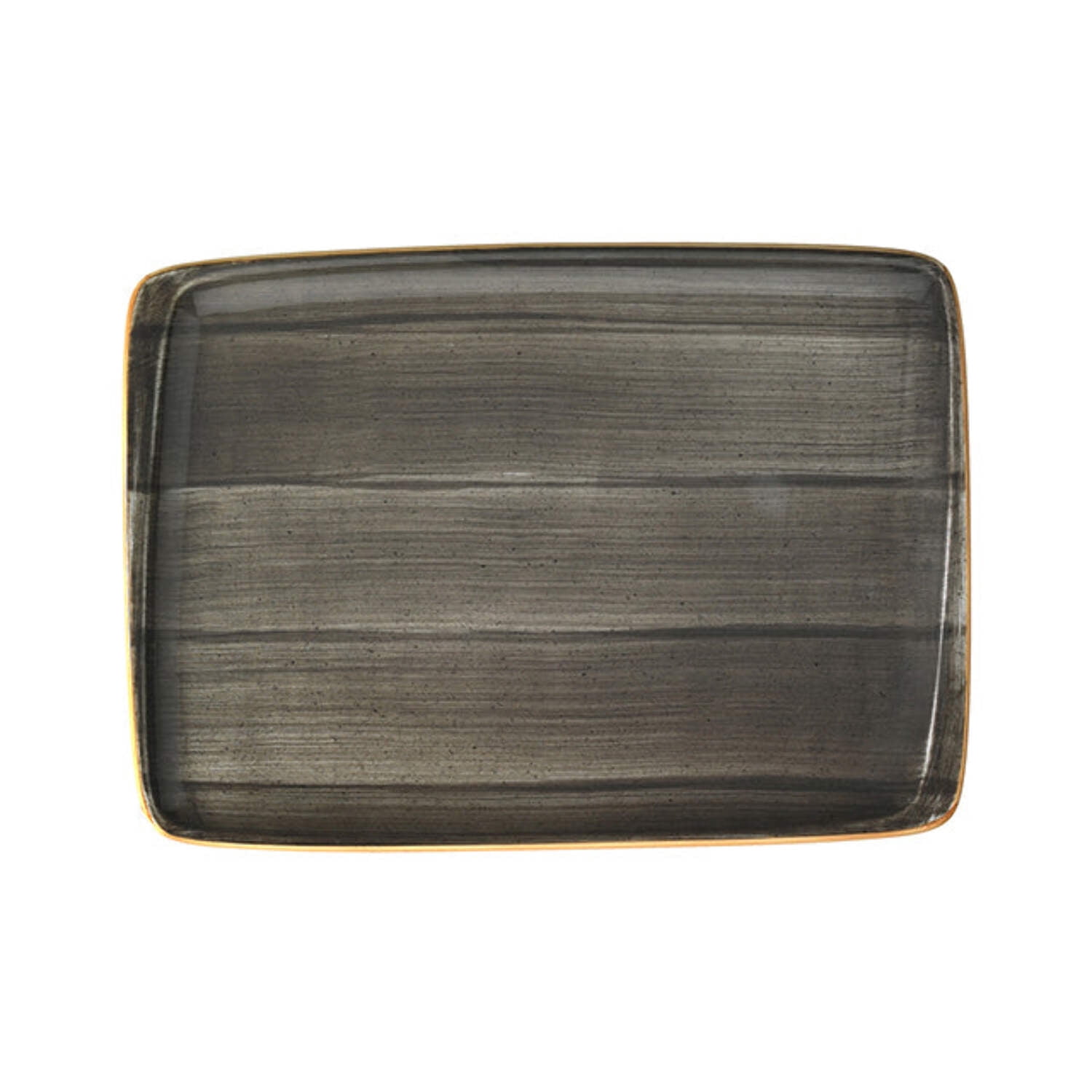 Space 14.25" x 10.25" x h:0.75" Rectangular Grey Porcelain Platter ...