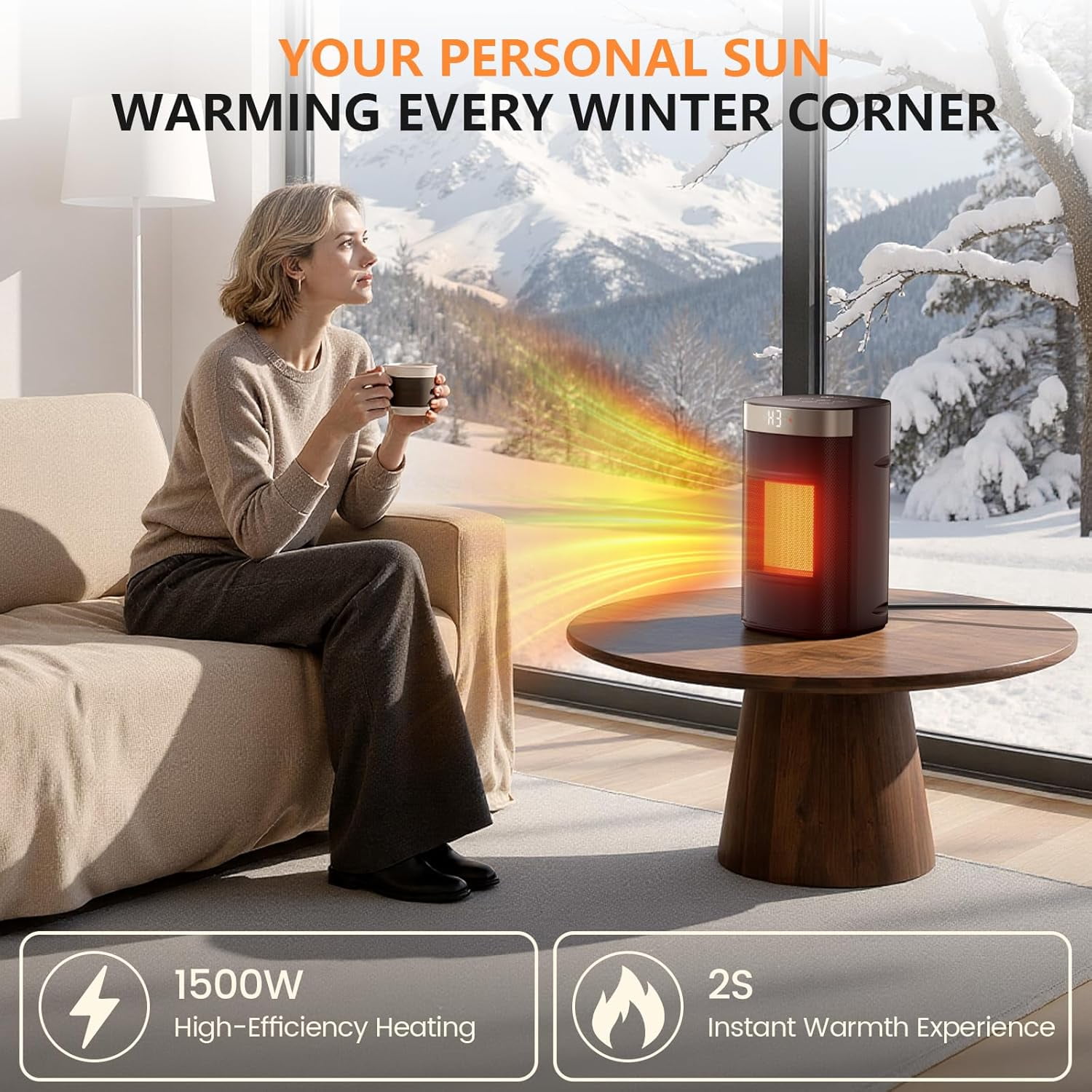Space , 1500W Electric Heaters for Indoor Use, 5 Modes & Smart ...