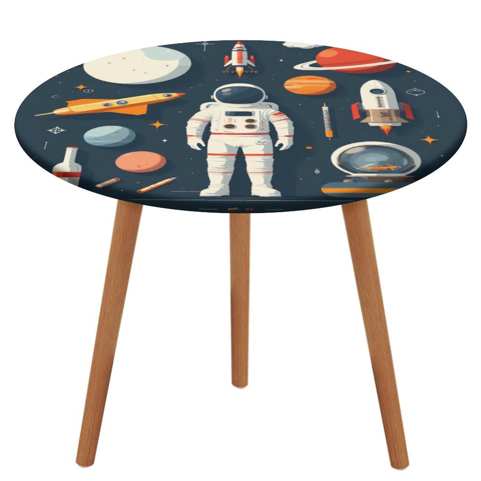 Space Adventure Icons Set Pattern Round Tablecloth Waterproof Elastic ...