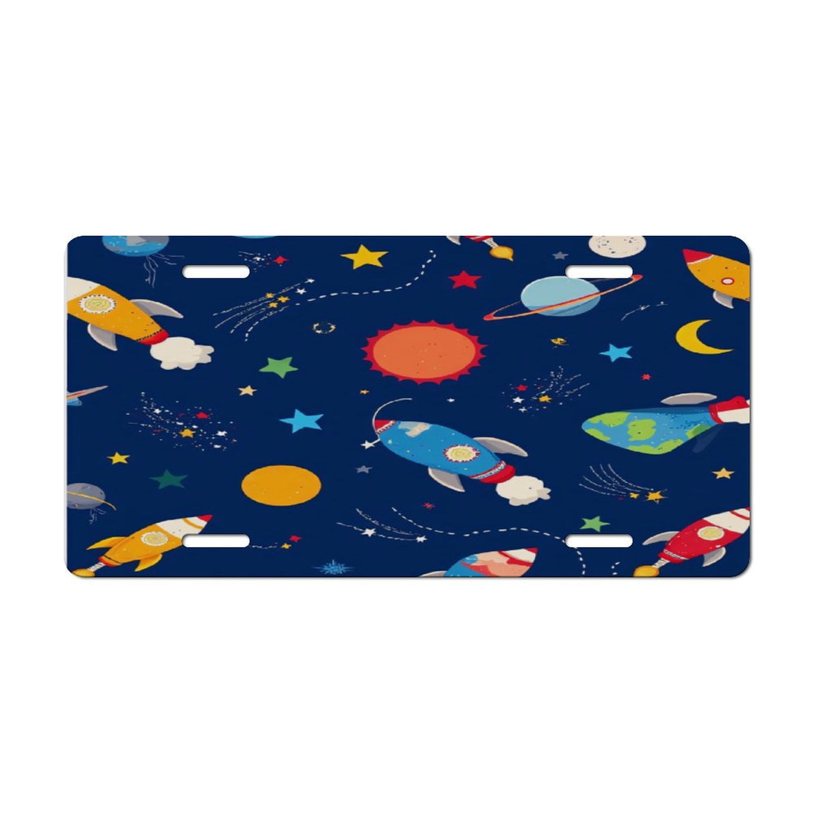 Space Adventure Rockets Planets Car Decorative Front License Plate ...